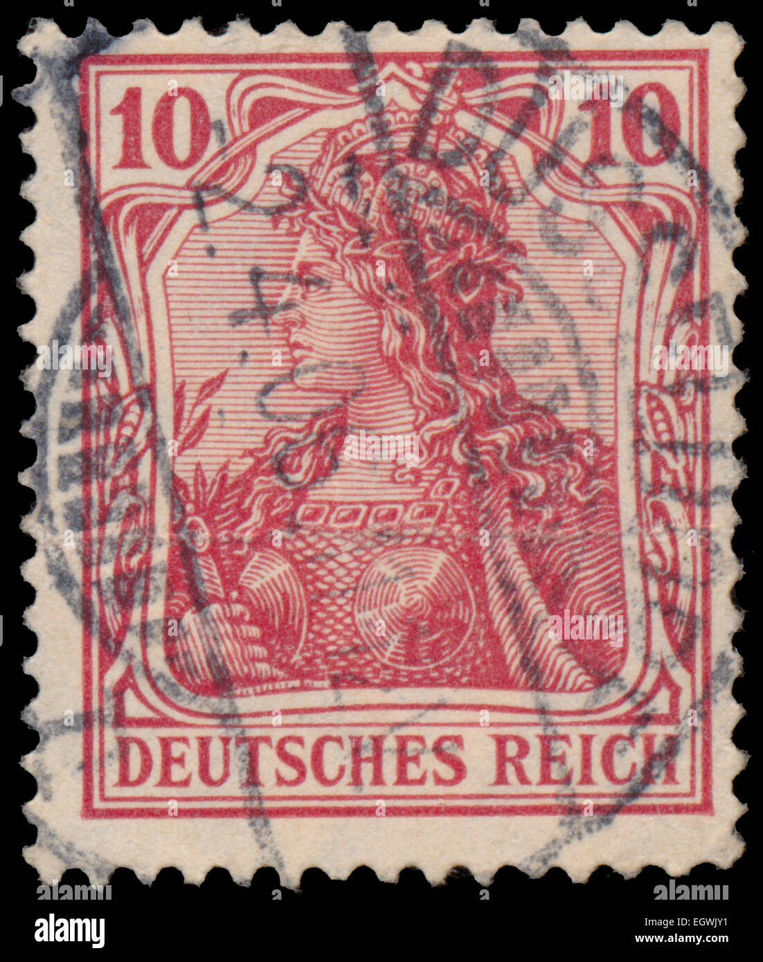 GERMANY - CIRCA 1902: A stamp printed in Germany shows Germania, circa ...