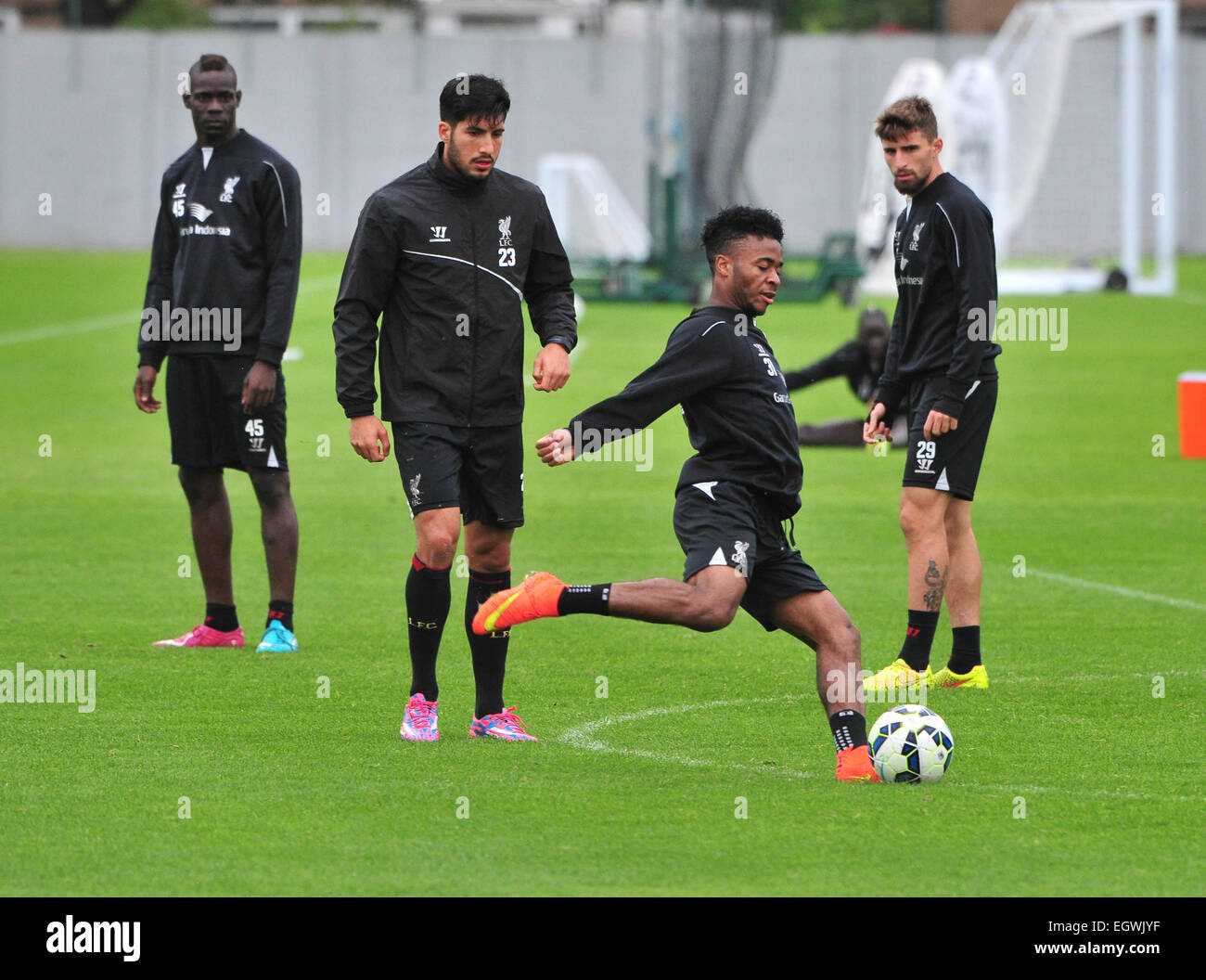 Liverpool F.C players training ahead of the Barclays Premier League ...