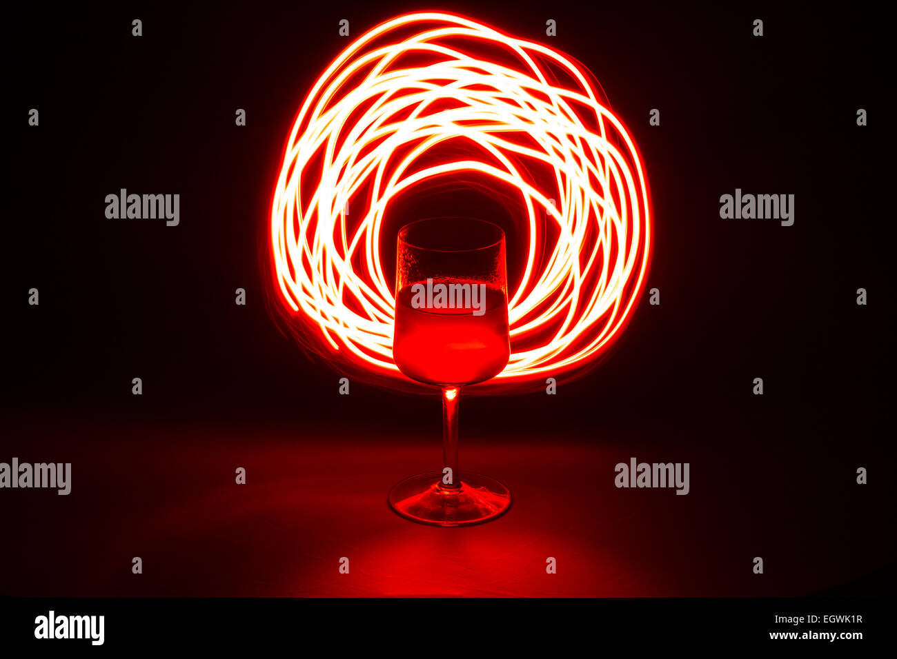 Wine glass lit by LED light Stock Photo - Alamy