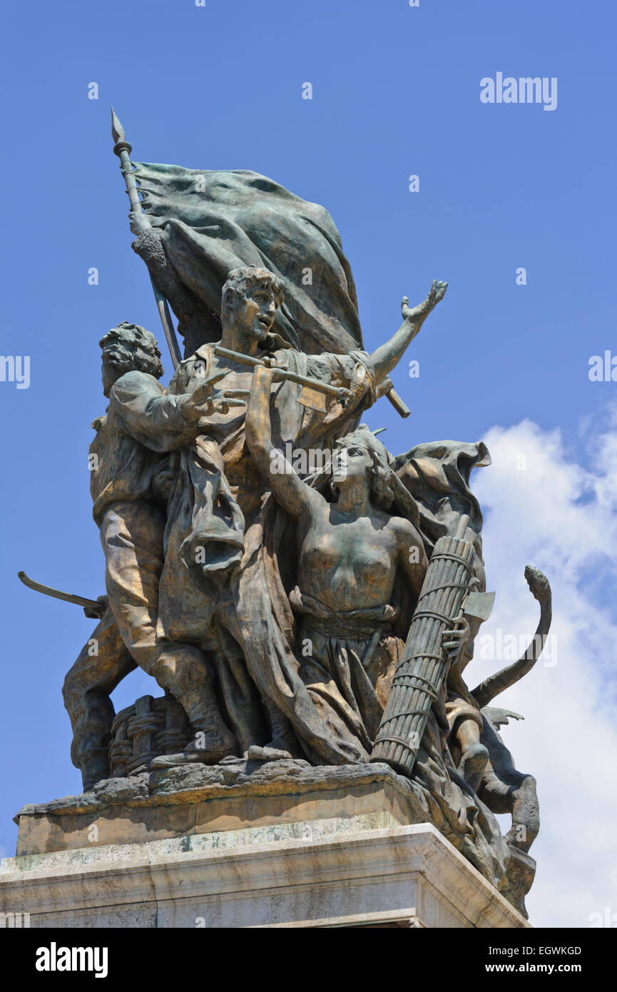 A commemorative set of statues of a battle scene in front of the Victor ...