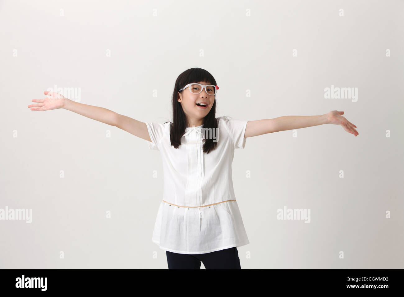 girl hand wide open waiting for a hug Stock Photo - Alamy