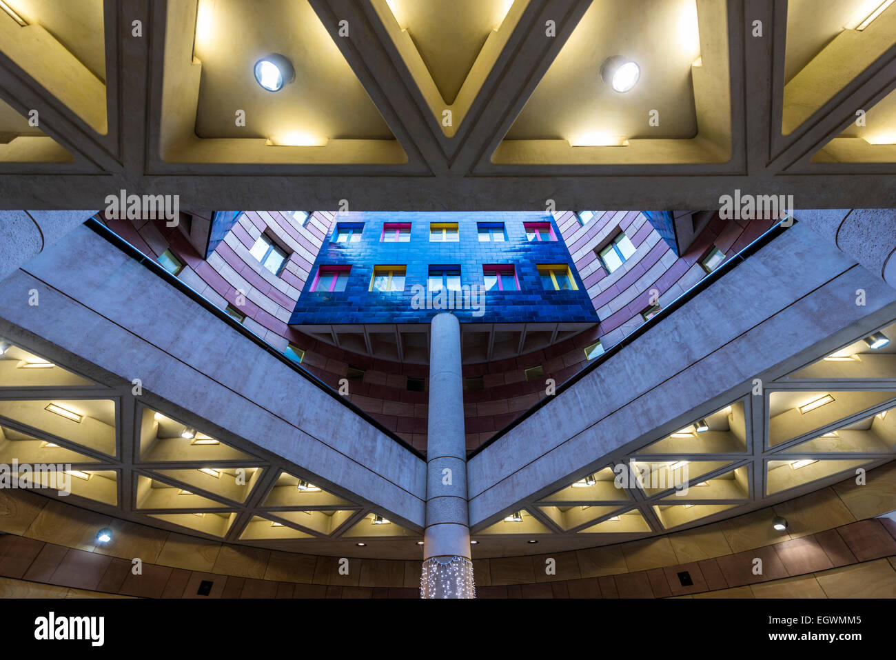 Inside 1 Poultry, looking up through the central atrium, London, UK ...