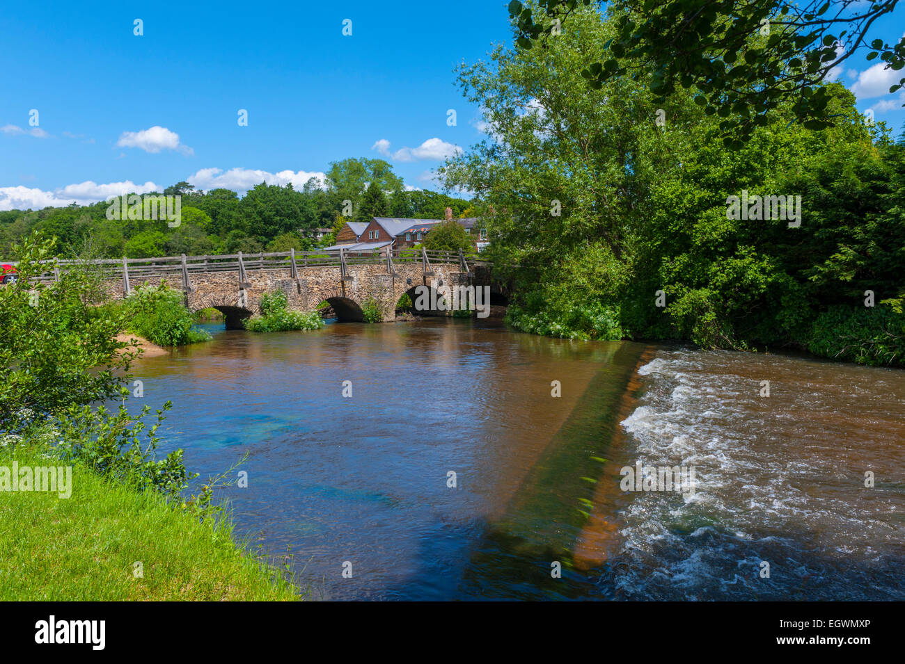 Bridge on the river Wey at Tilford Surrey Stock Photo - Alamy