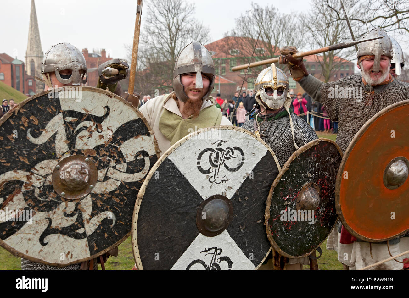 Close up of people in costume at the annual Jorvik Viking Festival York ...