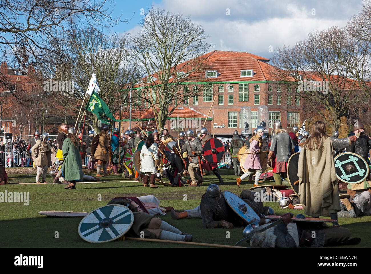 Battle fighting between Vikings and Anglo Saxons at the Viking Festival ...