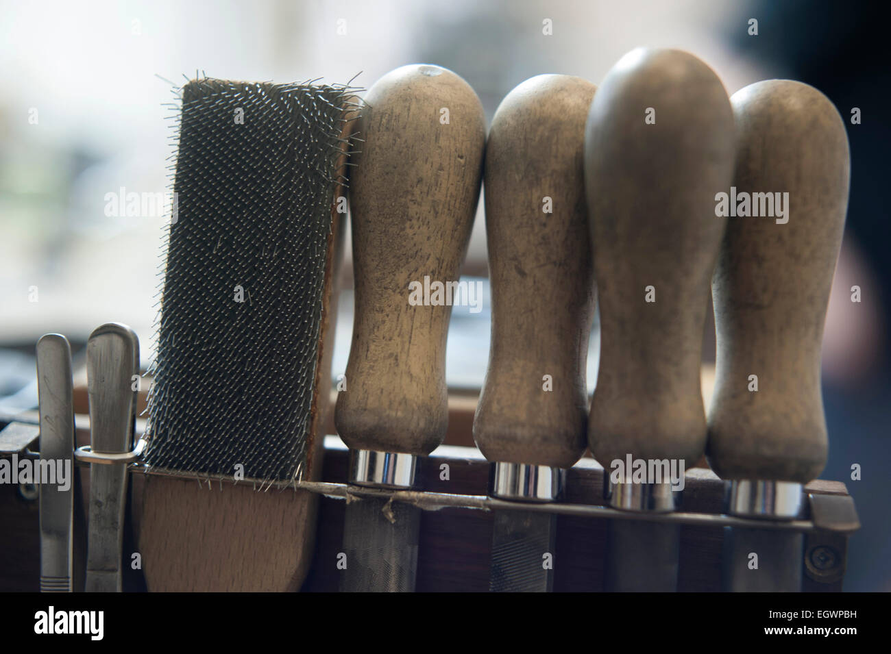 details, tools, equipment, work bench, pliers, hammers, files, etc from ...