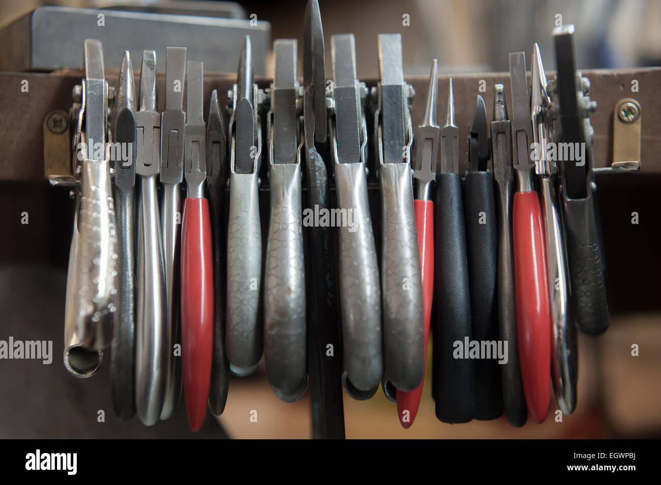 details, tools, equipment, work bench, pliers, hammers, files, etc from ...