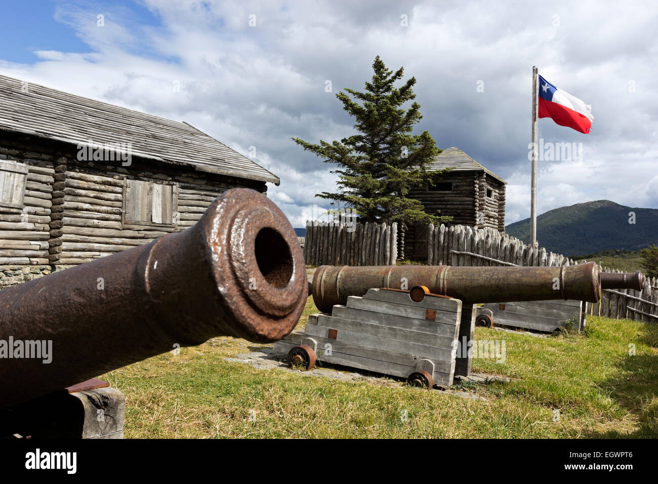 Part of historic fort Fuerte Bulnes near Punta Arenas in Chile Stock ...