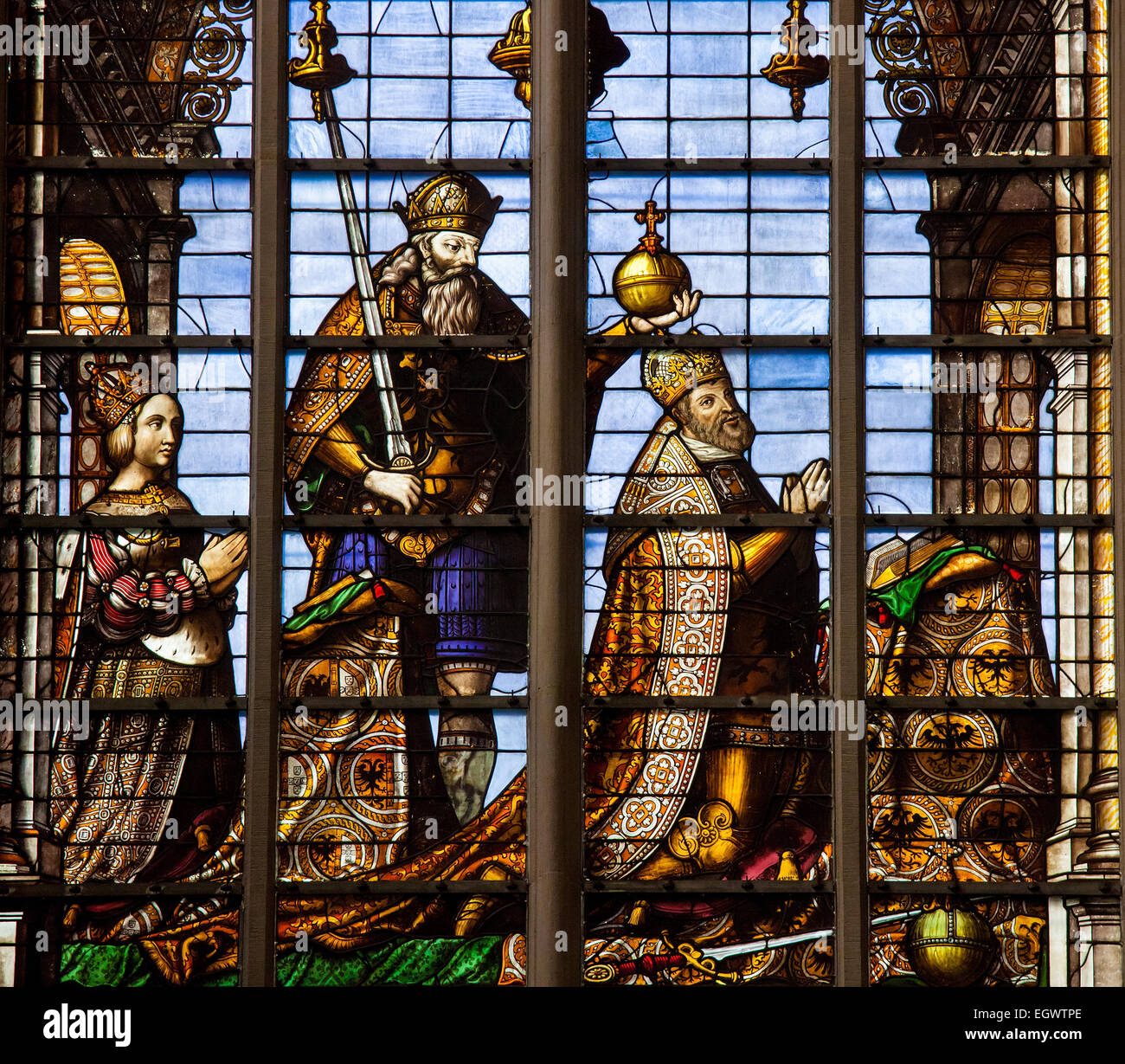 Stained Glass window depicting Emperor Charles V (16th Century) and his ...