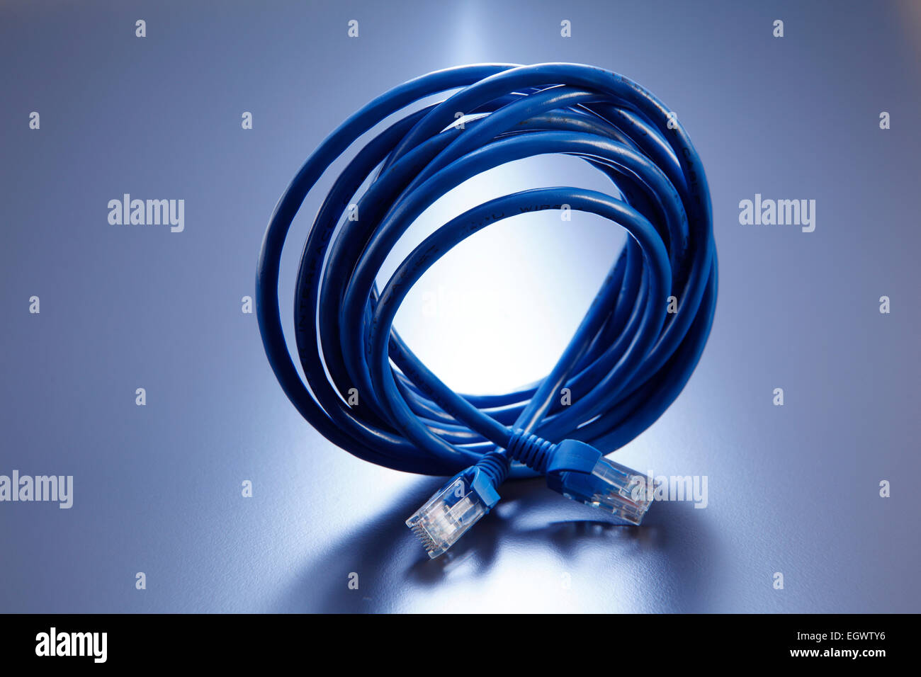 full length of the rolled up network cable Stock Photo - Alamy