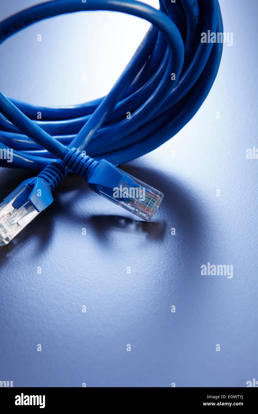 close up blue network cable Stock Photo - Alamy