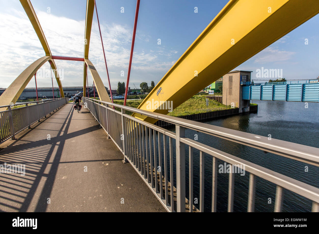 Biking along the "Ruhrtalradweg" Ruhr valley bike path, from the river ...