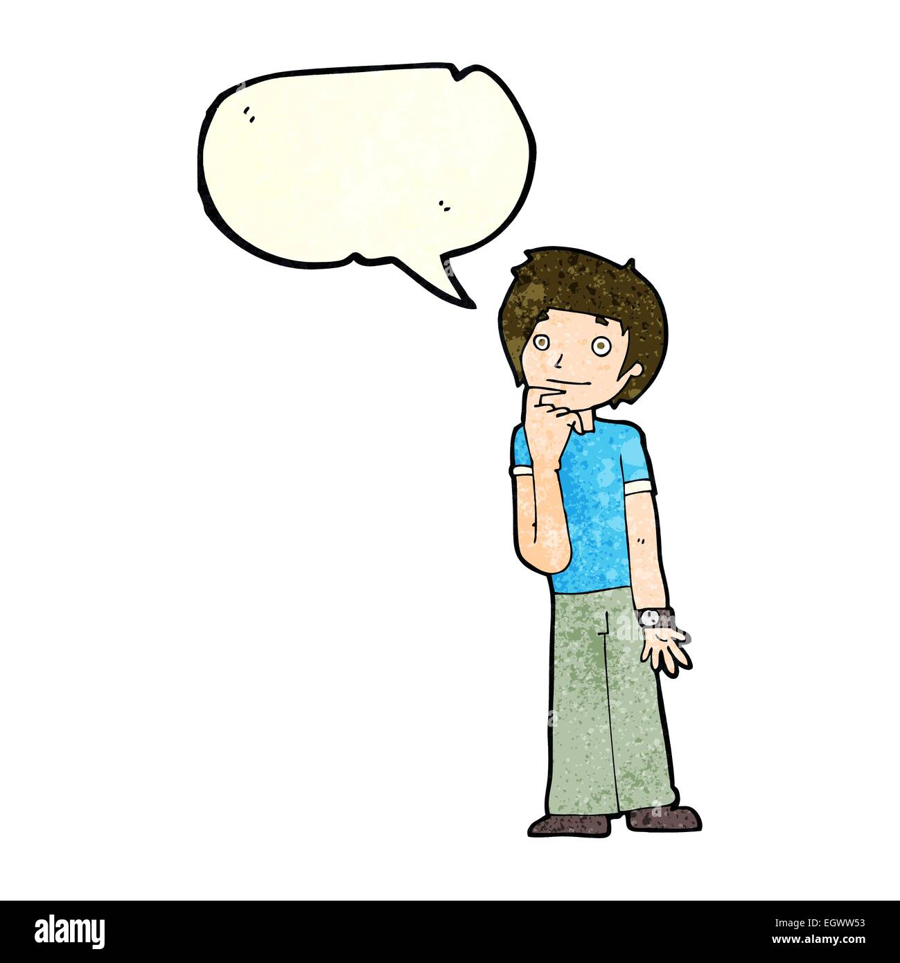 cartoon boy wondering with speech bubble Stock Vector Image & Art - Alamy