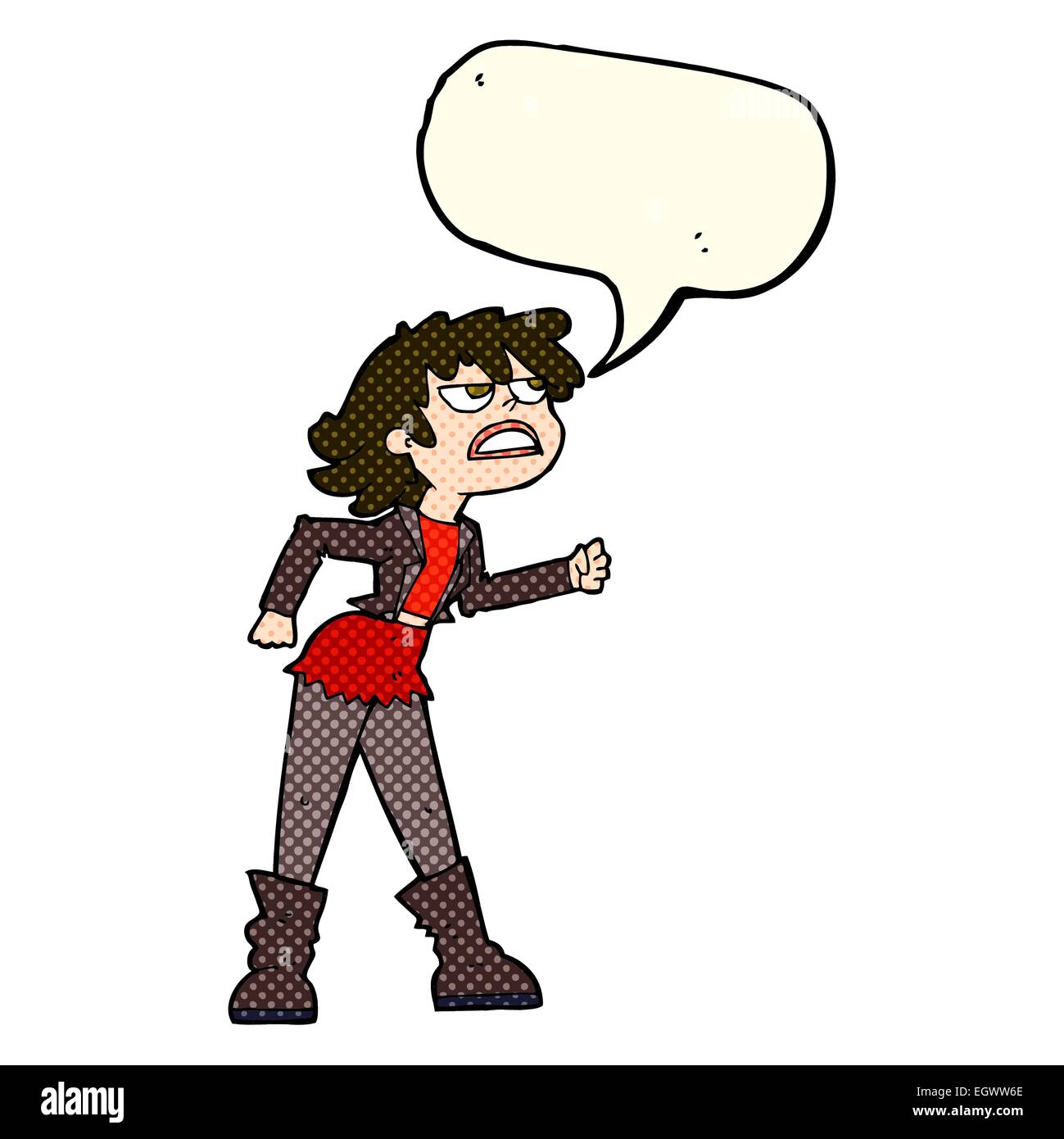 cartoon angry biker girl with speech bubble Stock Vector Image & Art ...