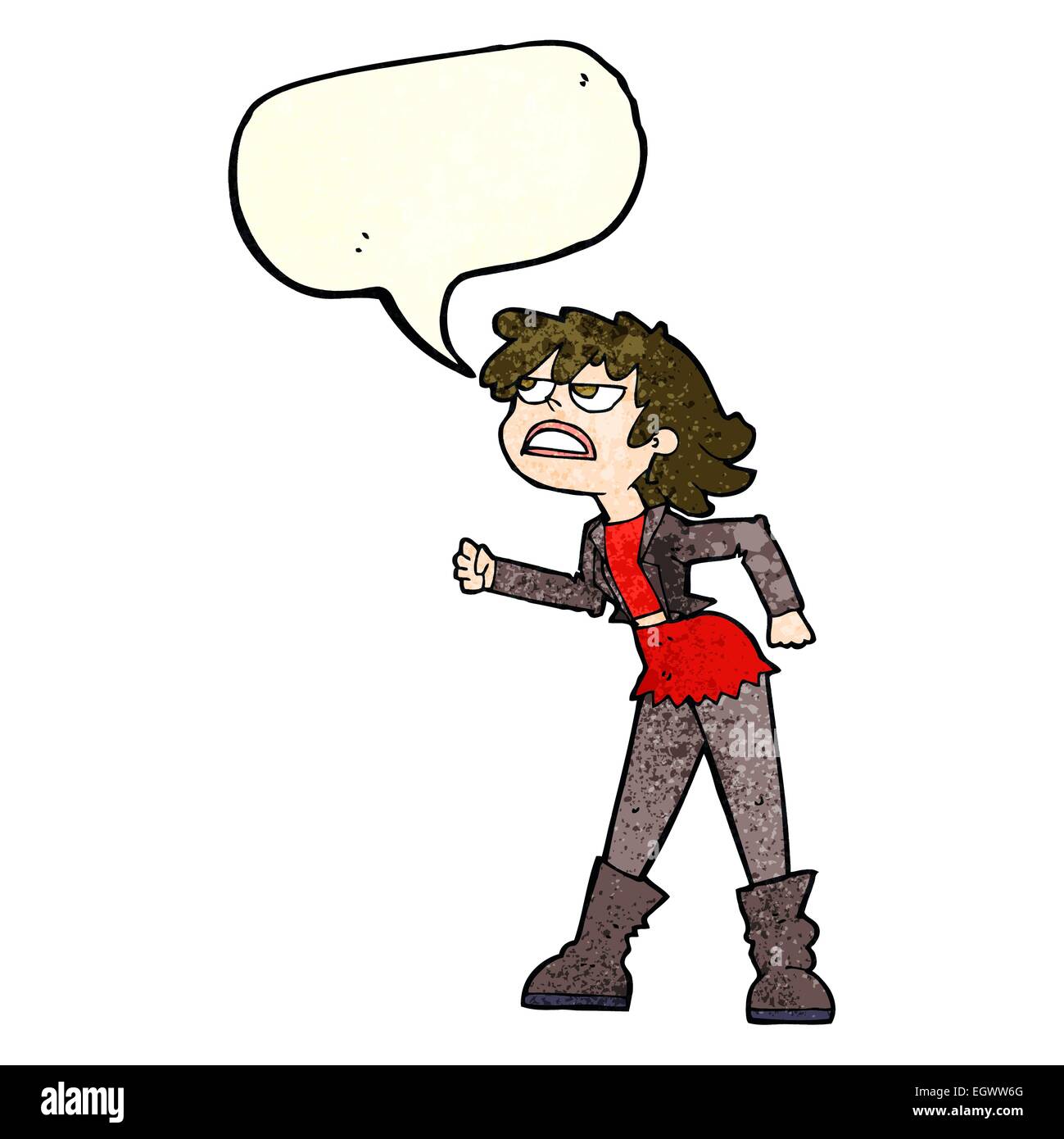 cartoon angry biker girl with speech bubble Stock Vector Image & Art ...