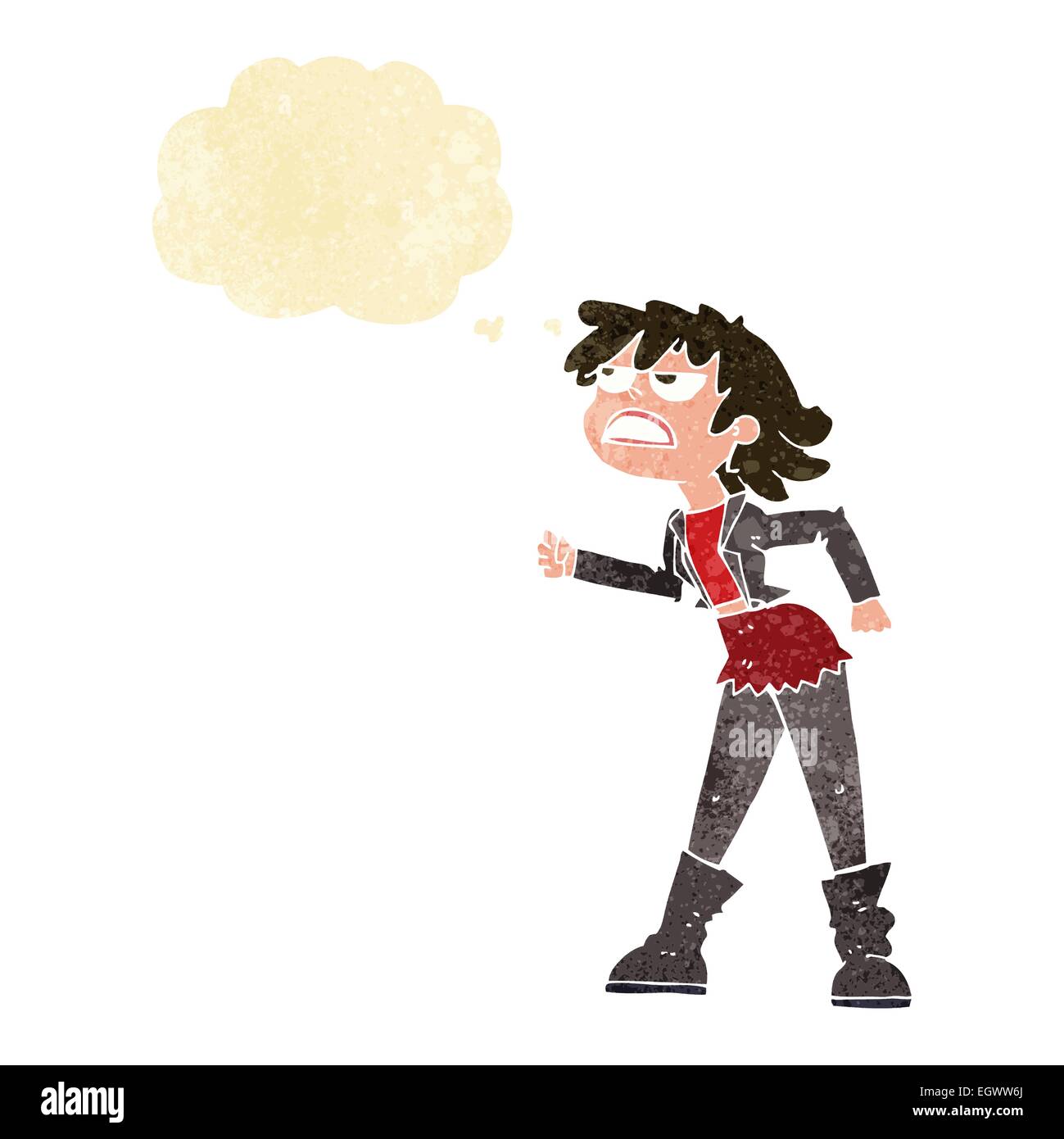 cartoon angry biker girl with thought bubble Stock Vector Image & Art ...