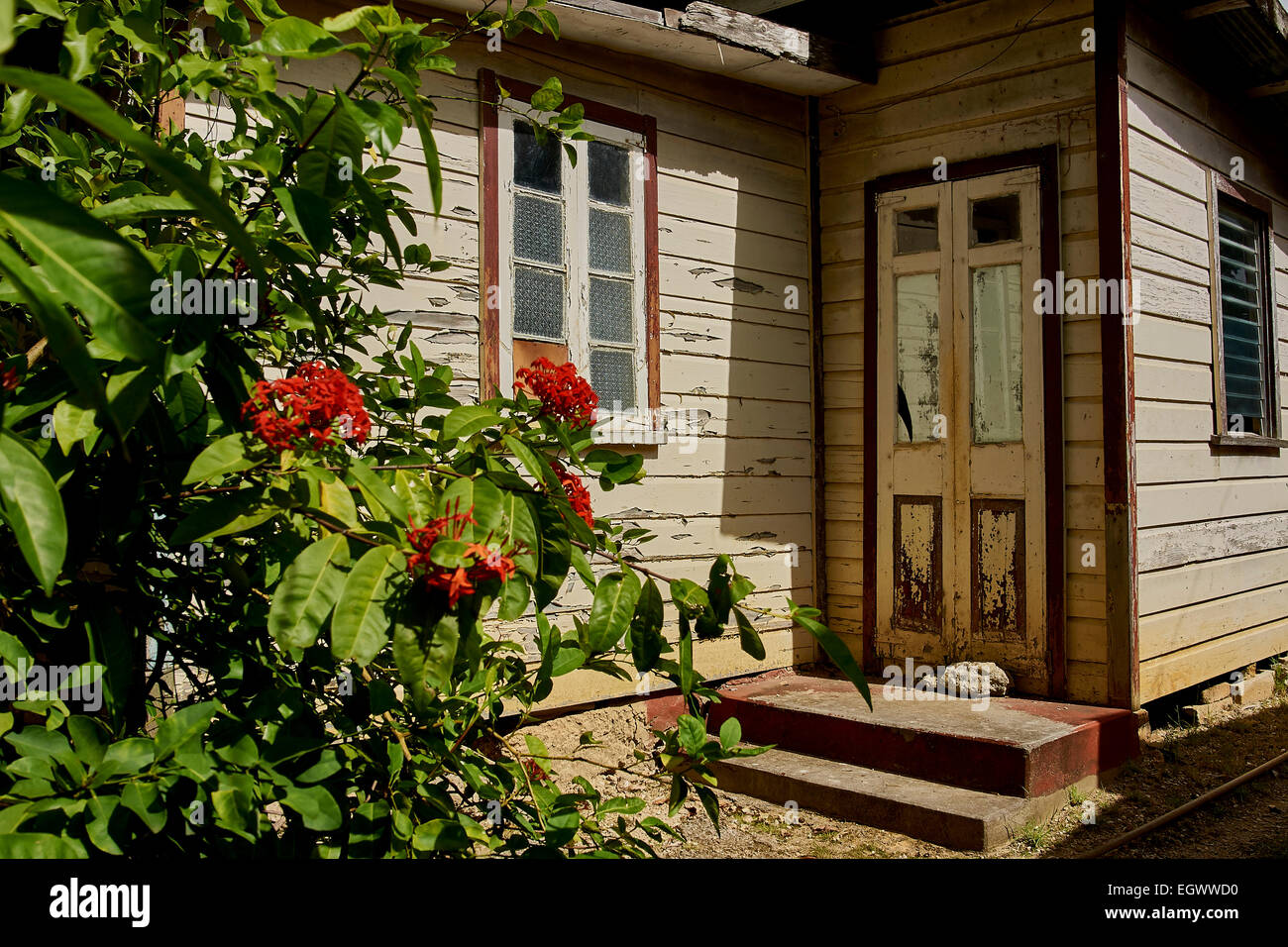 Barbados Chattel home exterior detailed view Stock Photo - Alamy