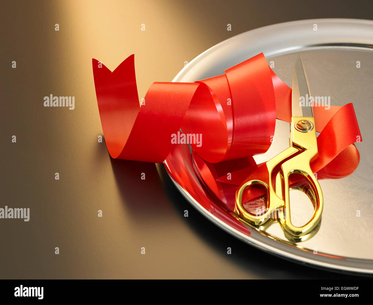 scissors and red ribbon for opening ceremony Stock Photo - Alamy