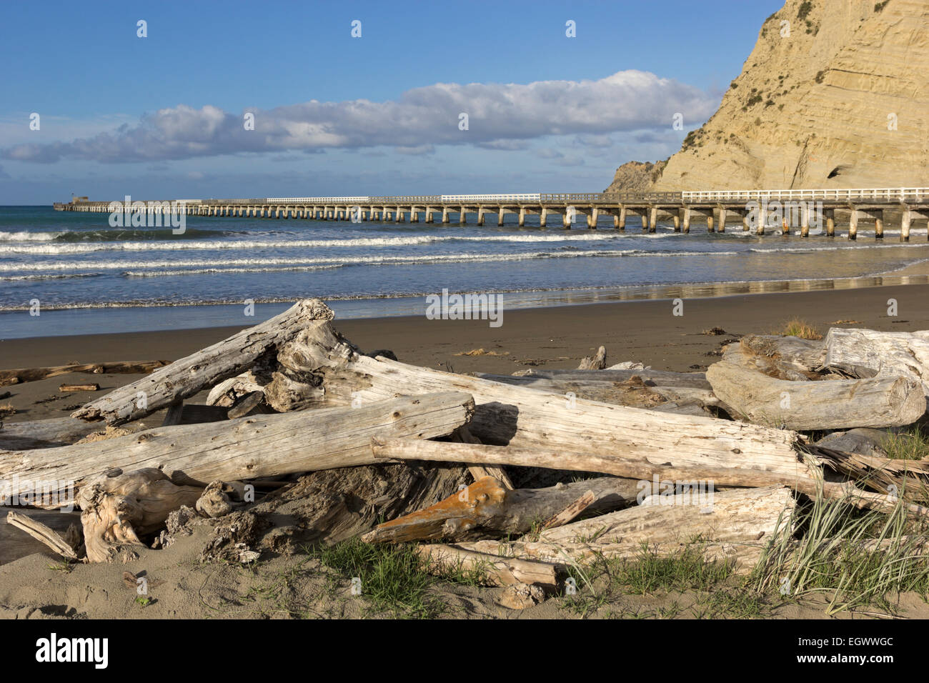 Historic pier in Tolaga Bay in New Zealand Stock Photo - Alamy