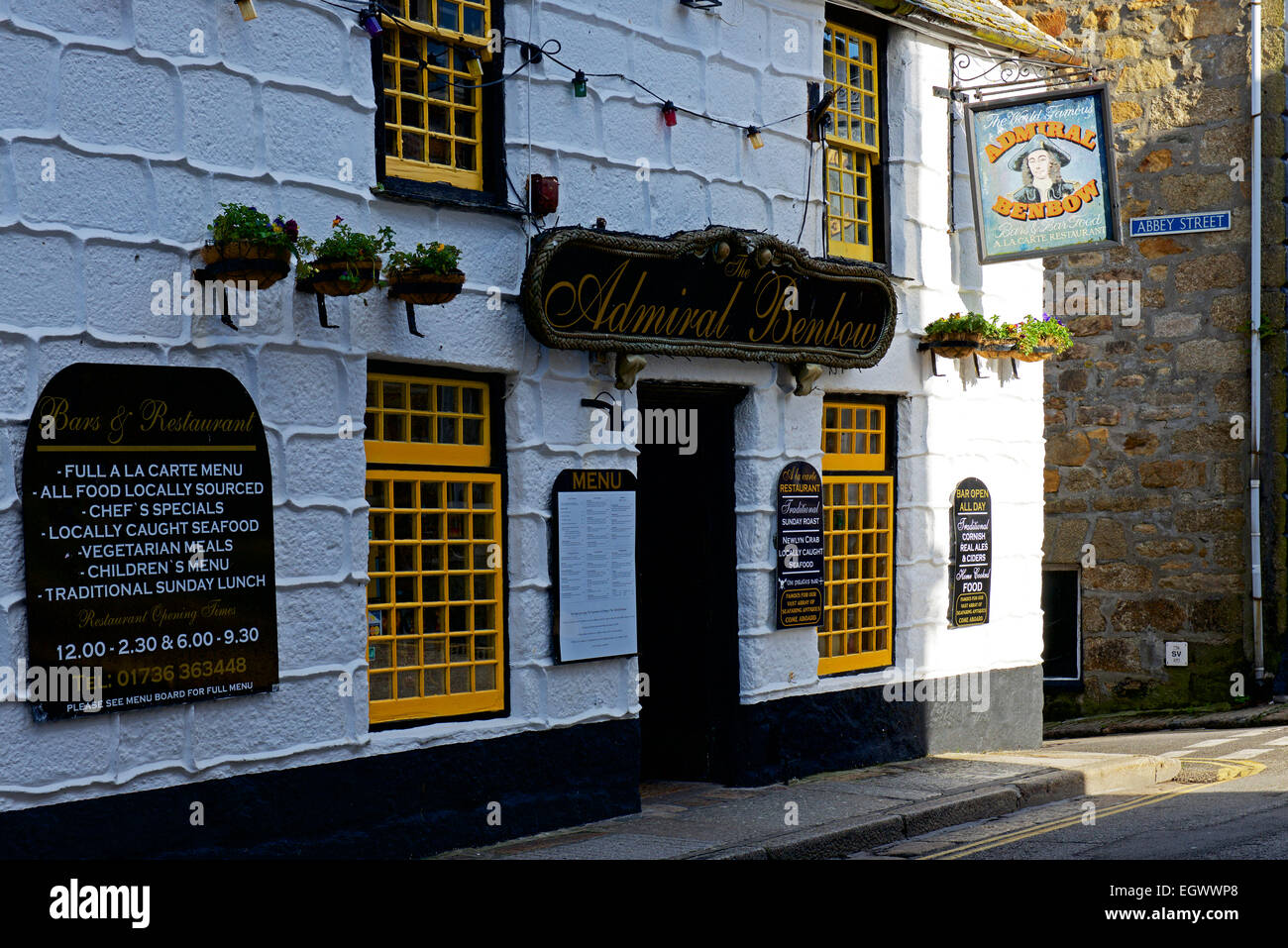 The Admiral Benbow pub in Penzance, Cornwall, England UK Stock Photo ...