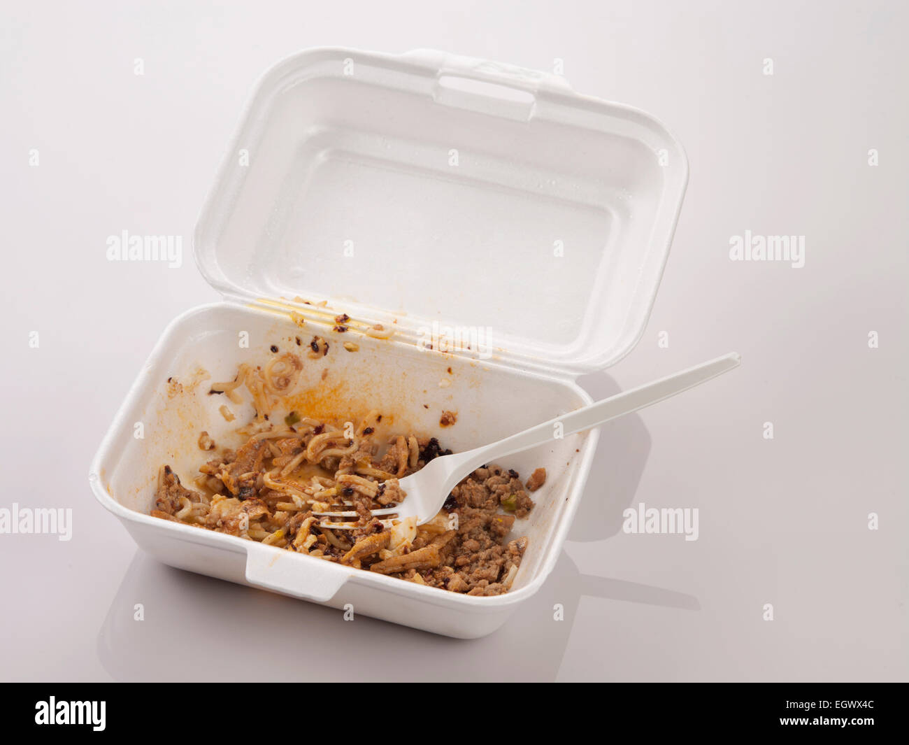 left over in the styrofoam lunch box Stock Photo - Alamy