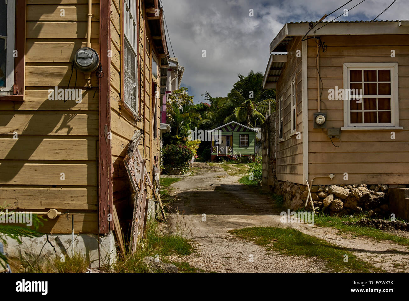 Chattel homes. Part view of nearest buildings with front of building in ...