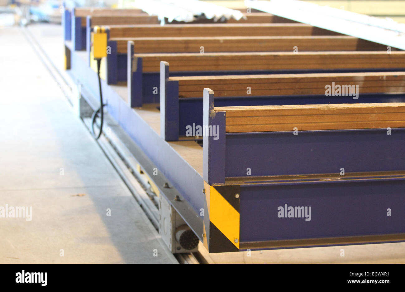 Platform to move the material inside the production hall Stock Photo ...