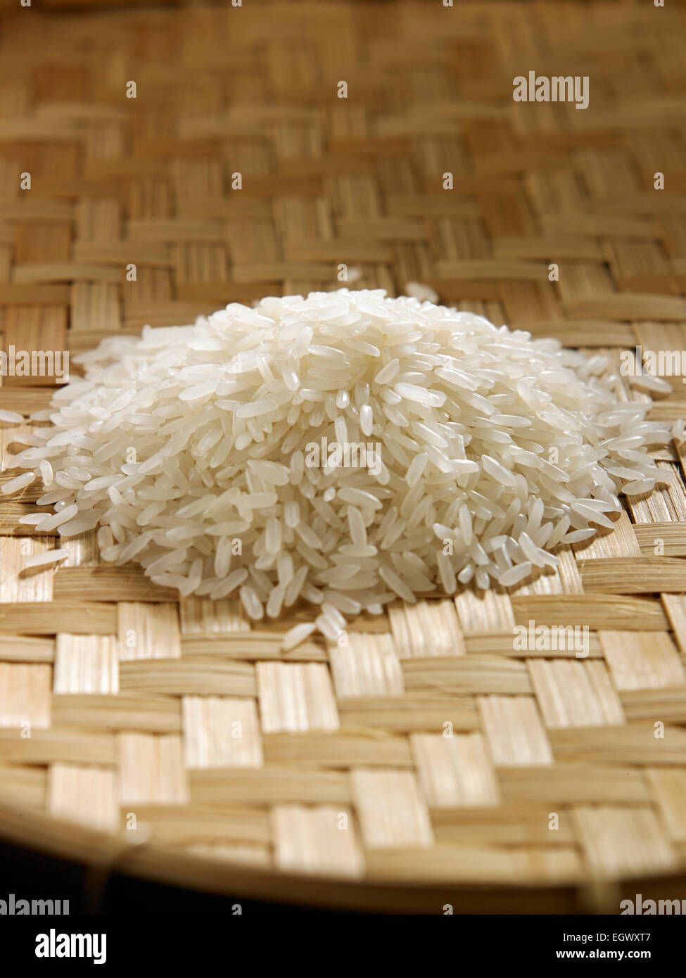 white rice in the bomboo tray Stock Photo - Alamy