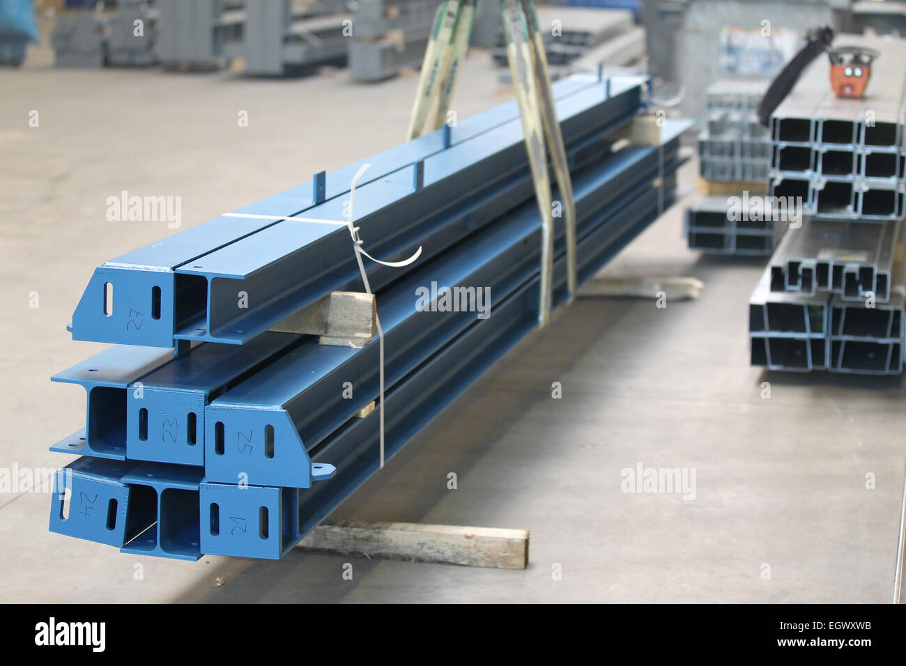 Various elements of steel structures for further assembly Stock Photo ...