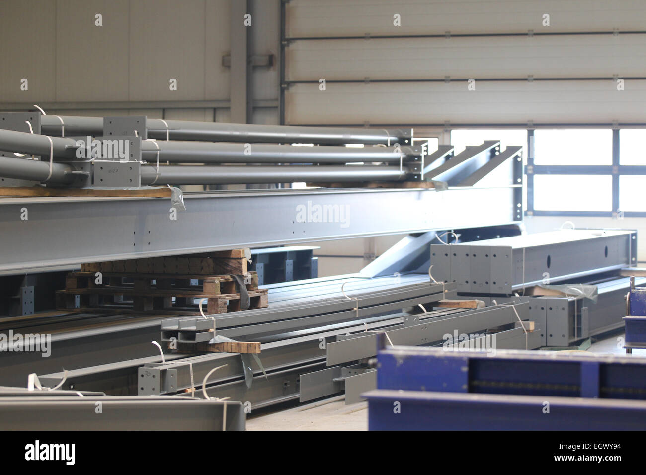 Various elements of steel structures for further assembly Stock Photo ...