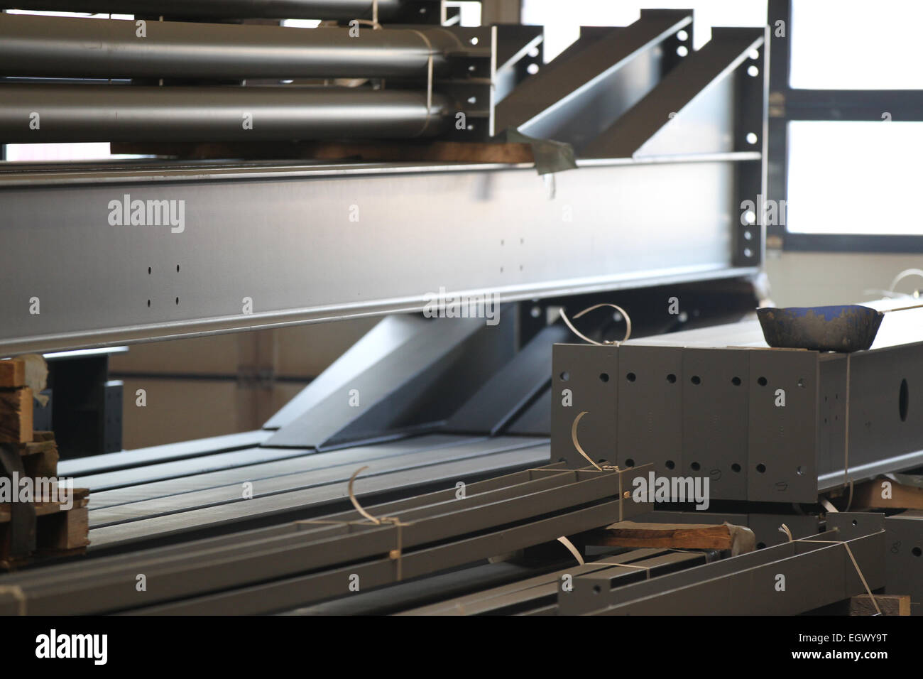 Various elements of steel structures for further assembly Stock Photo ...