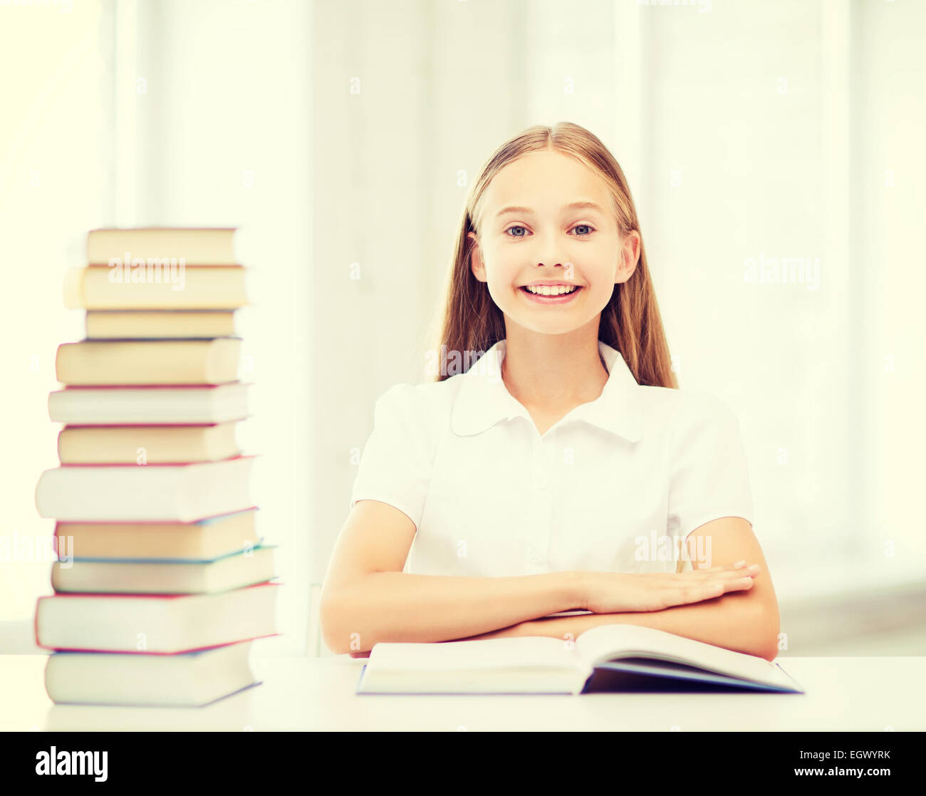 student girl studying at school Stock Photo - Alamy