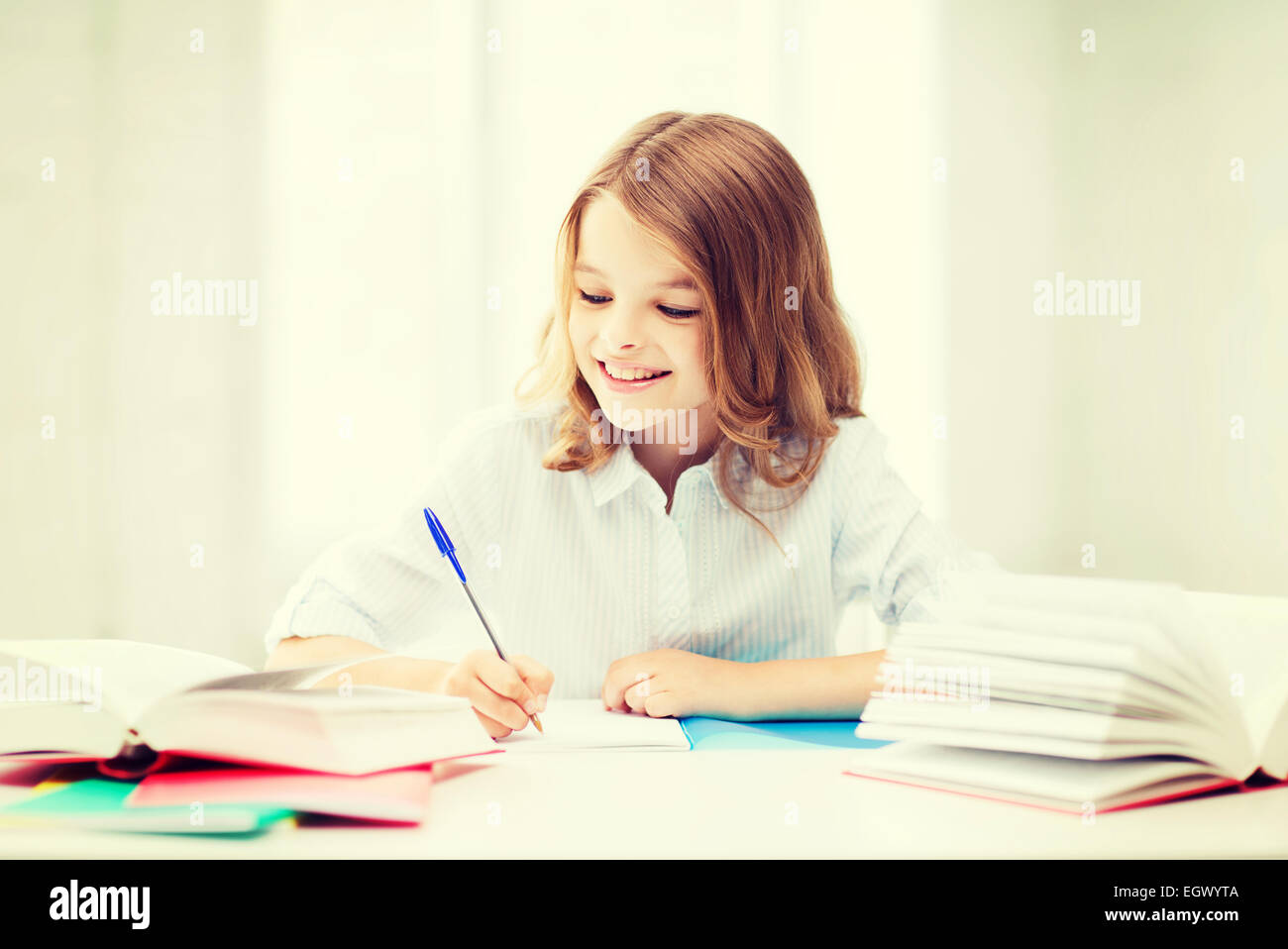 student girl studying at school Stock Photo - Alamy