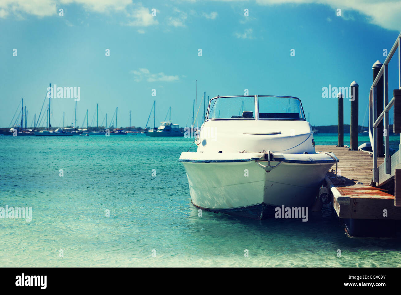 white boat at blue sea Stock Photo - Alamy
