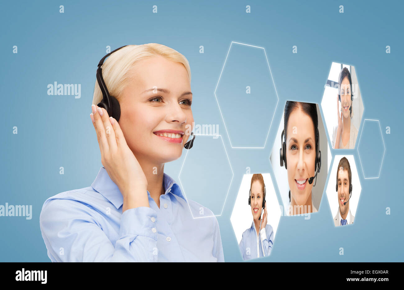 smiling woman helpline operator Stock Photo - Alamy