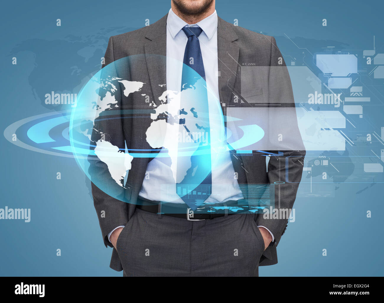 close up of businessman over blue background Stock Photo - Alamy