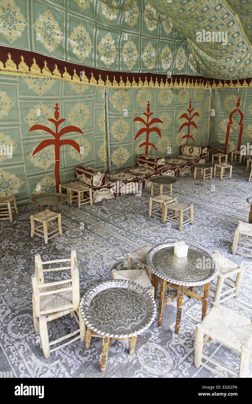 Typical Moroccan Bar to take tea, detail of a traditional Arabic place ...