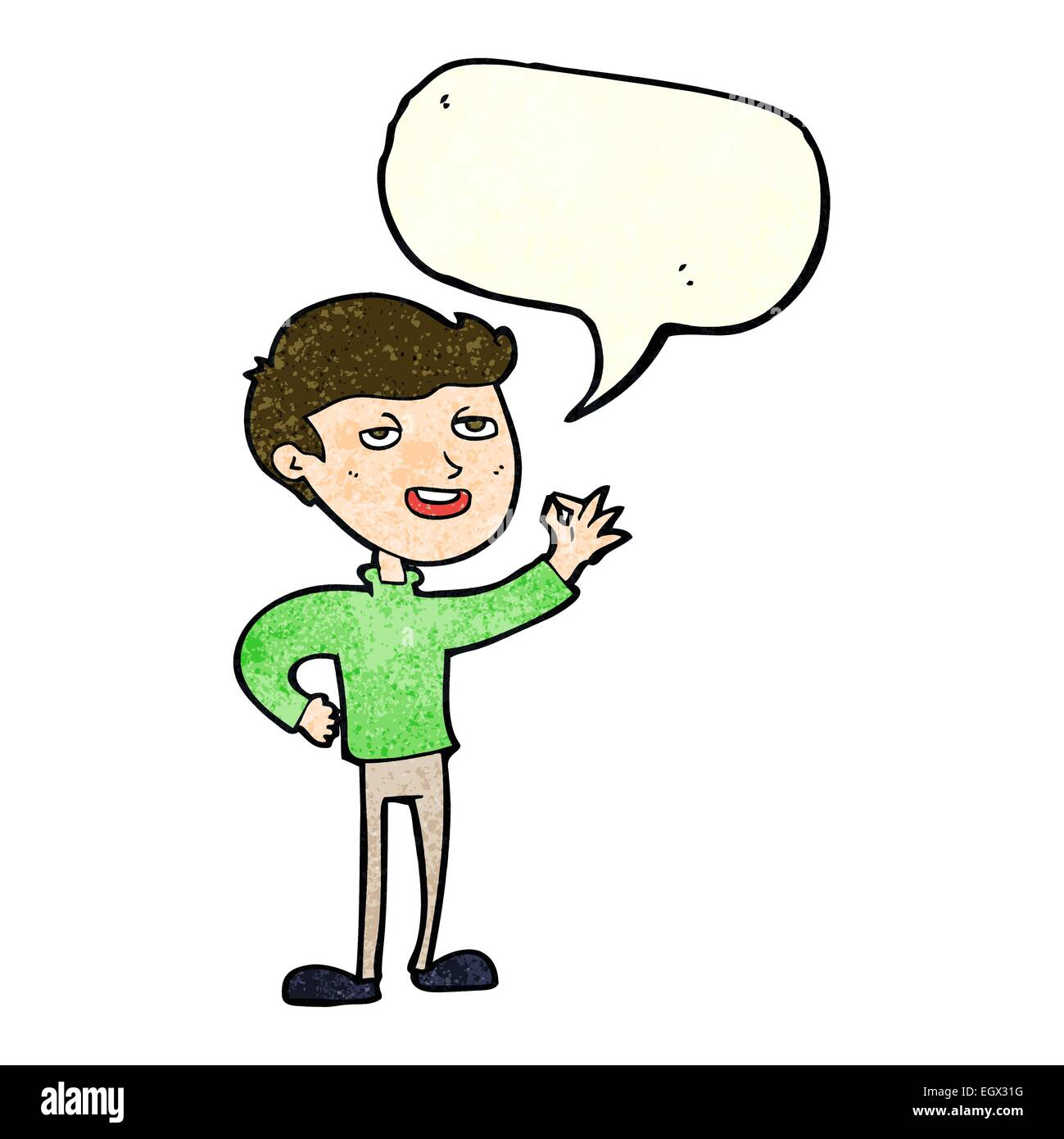 cartoon man making excellent gesture with speech bubble Stock Vector ...