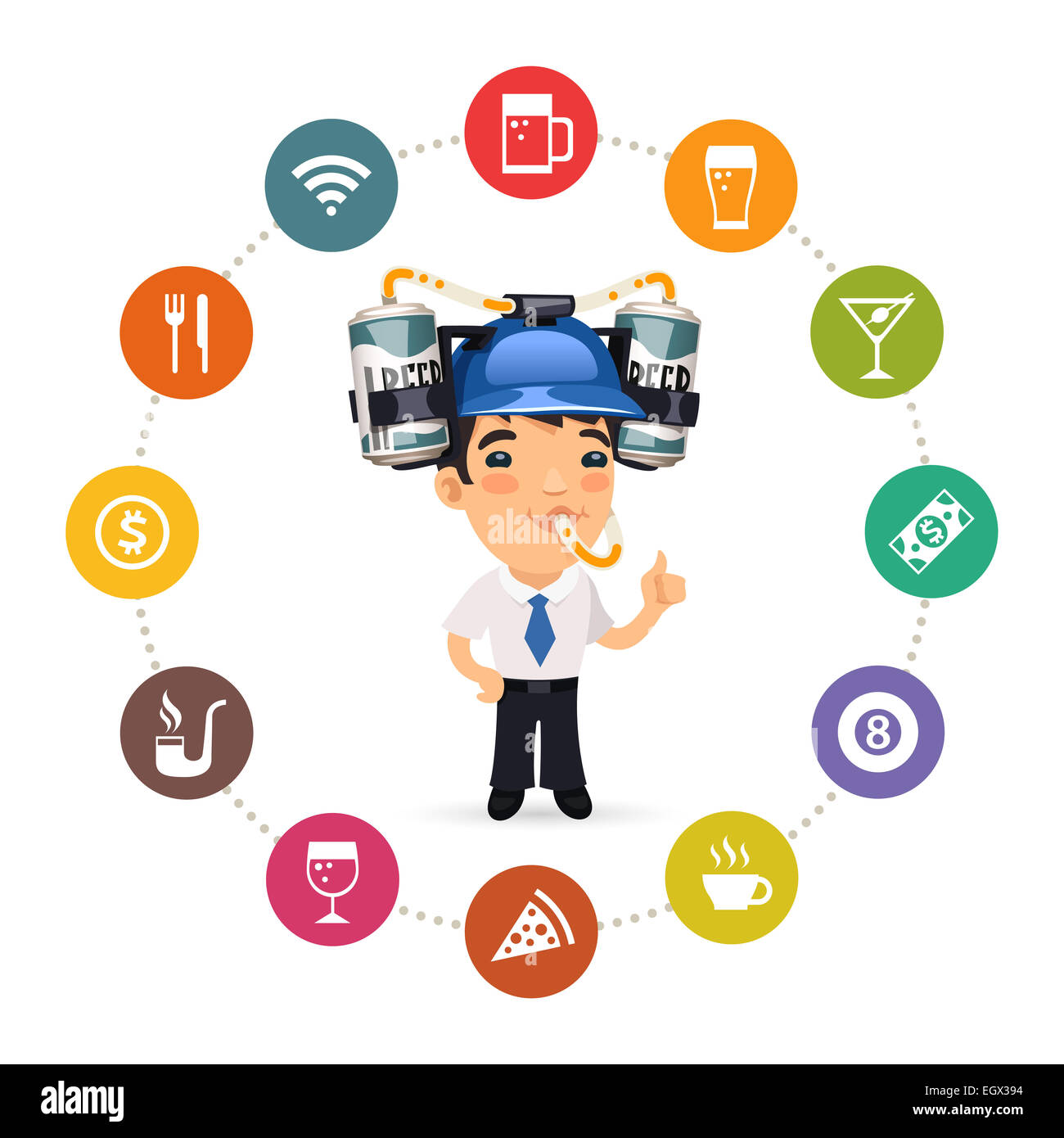 Manager with Blue Beer Helmet on His Head Stock Photo - Alamy