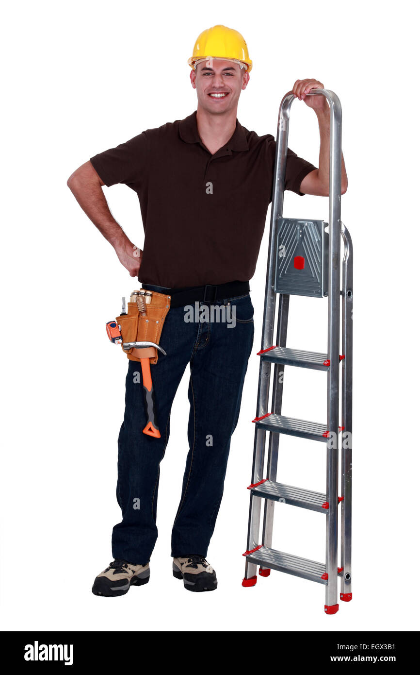Happy manual stood step ladder hi-res stock photography and images - Alamy