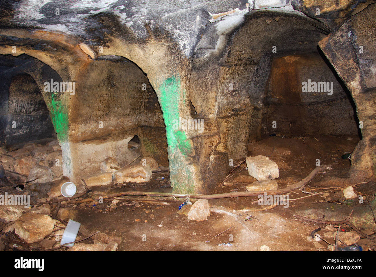 Monachella medieval site with tombs and catacombs in Priolo, Sicily ...