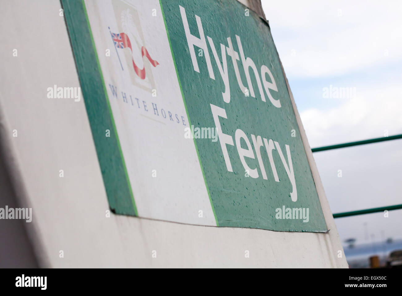 White Horse Hythe Ferry sign on ferry traveling between Southampton and ...