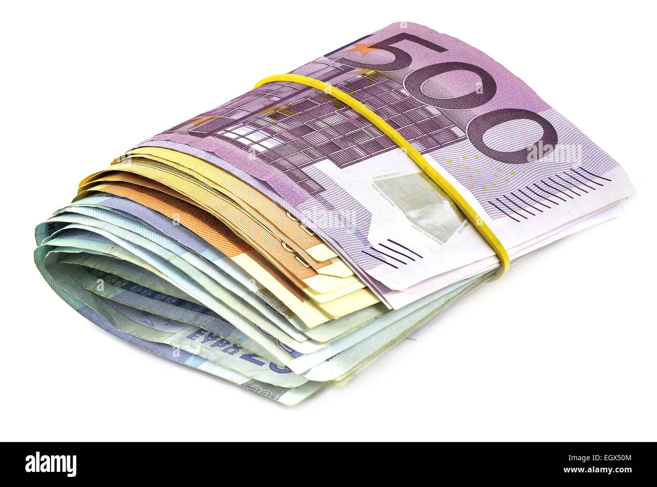 Pile of Euro banknotes isolated on a white background Stock Photo - Alamy