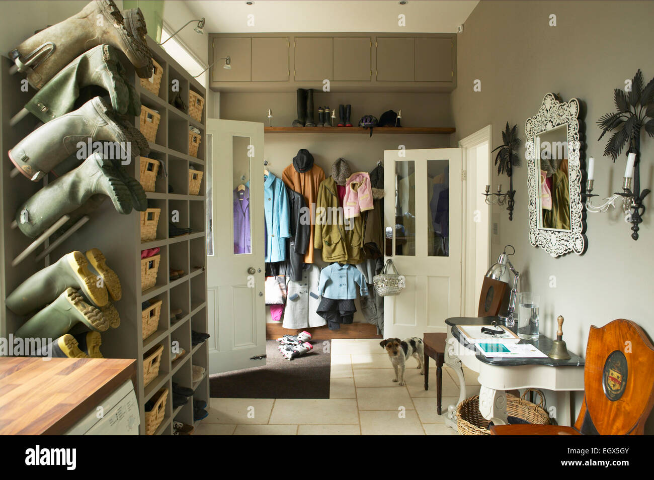 The utility and cloak room Stock Photo - Alamy