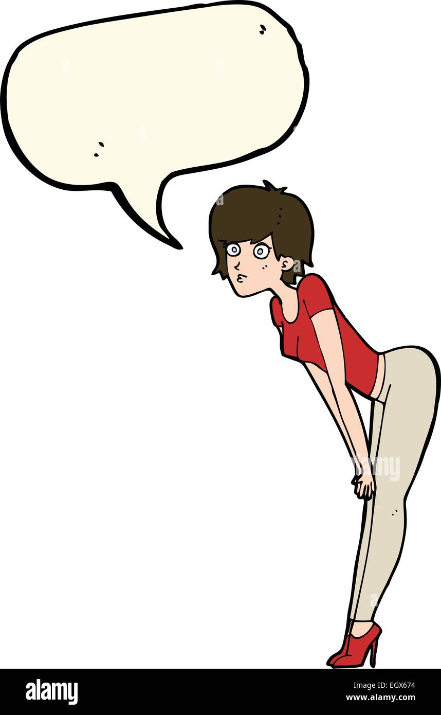 cartoon woman looking at something with speech bubble Stock Vector ...