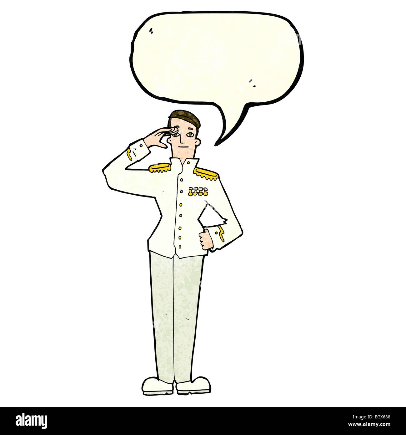 cartoon military man in dress uniform with speech bubble Stock Vector ...