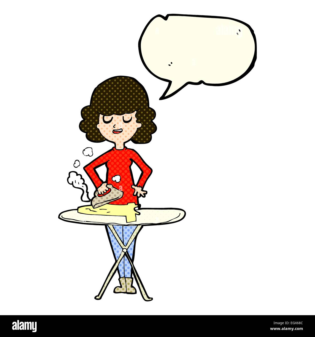 cartoon woman ironing with speech bubble Stock Vector Image & Art - Alamy