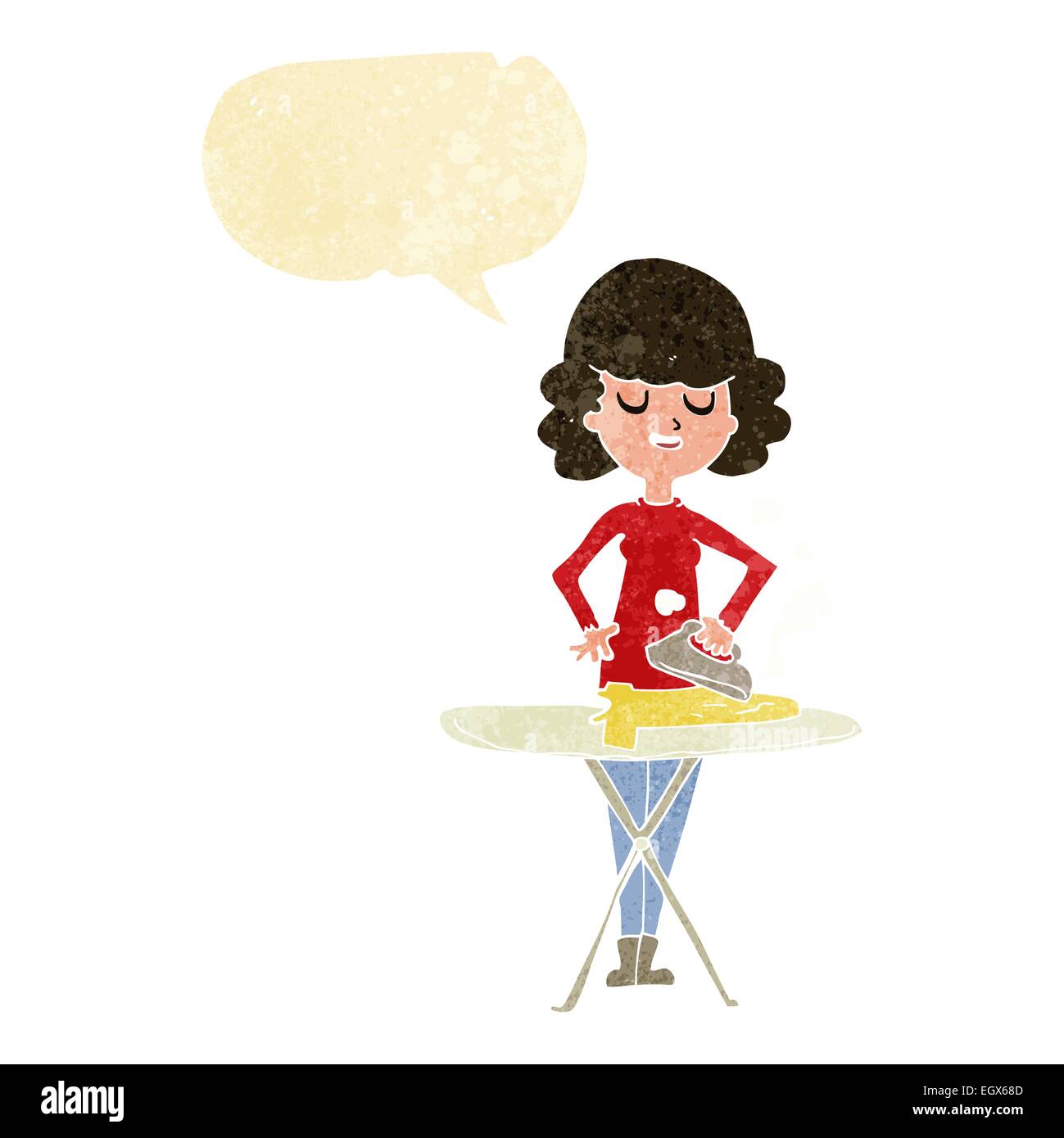 cartoon woman ironing with speech bubble Stock Vector Image & Art - Alamy