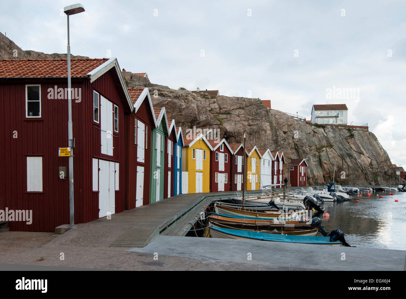 Boat huts in Smogen, Bohuslan Coast, Sweden Stock Photo - Alamy