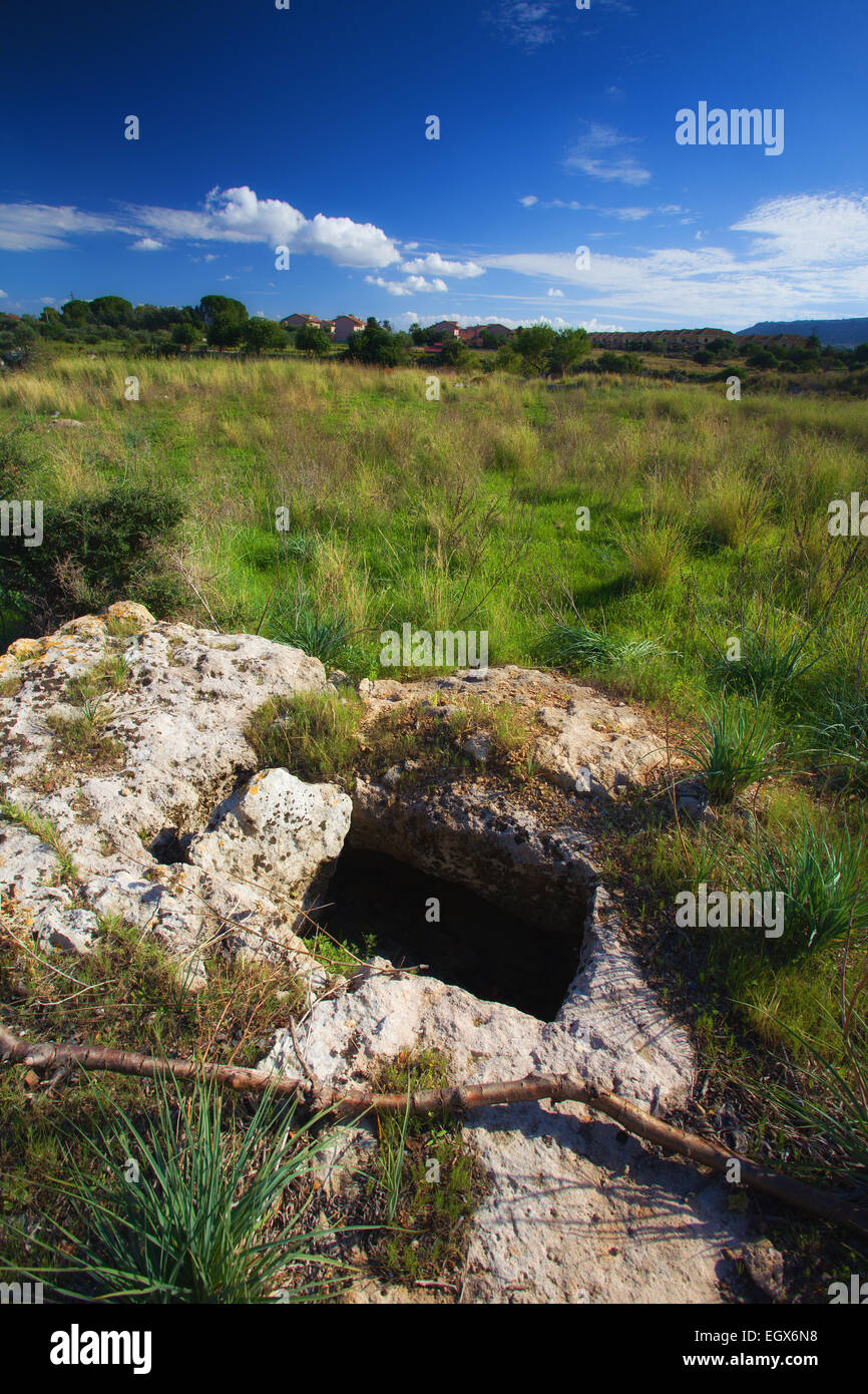 Monachella medieval site with tombs and catacombs in Priolo, Sicily ...